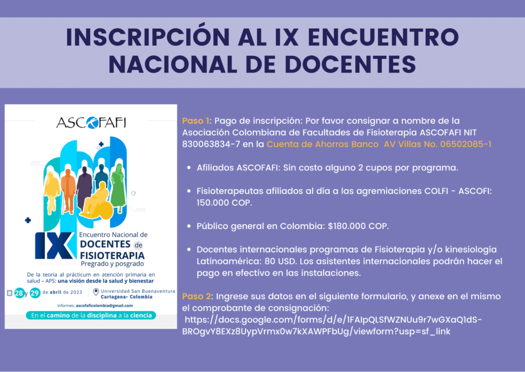 IX Encuentro Nacional Docente Fisioterapia Colombia IX Encuentro Nacional Docente Fisioterapia Colombia